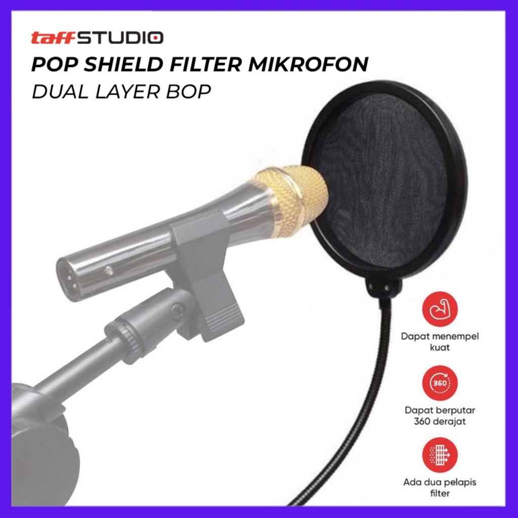 Jual TPop Shield Filter Mikrofon Dual Layer BOP affSTUDIO Pop Filter ...
