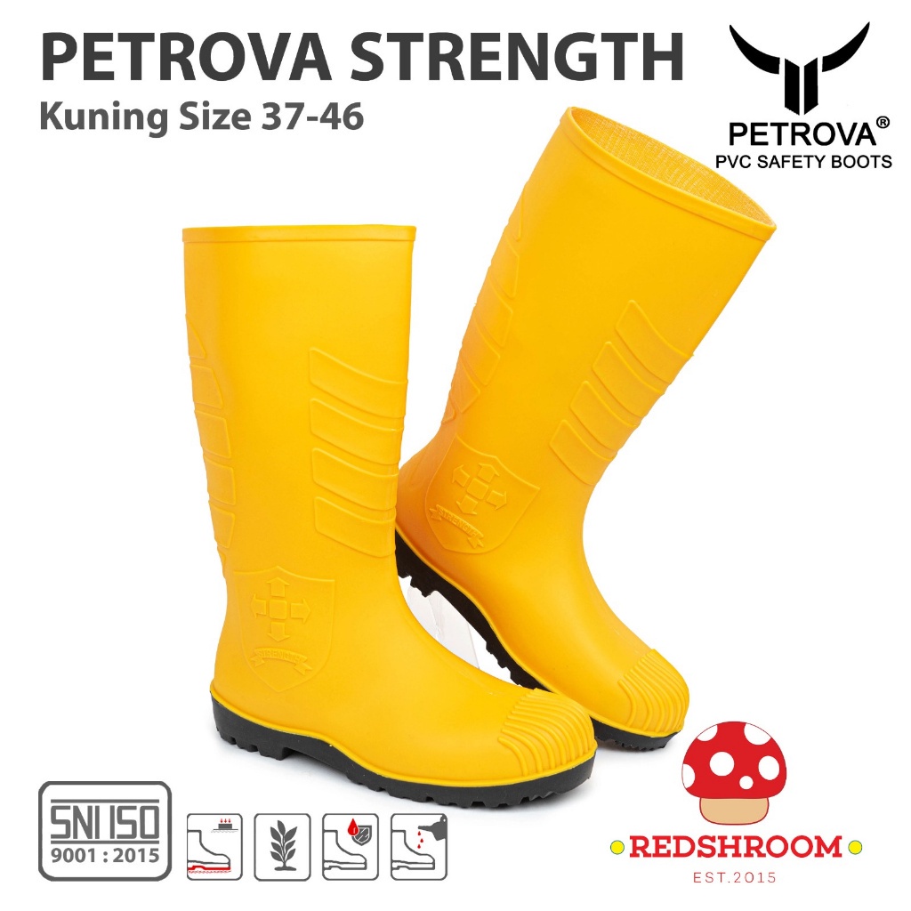 Jual Sepatu Boot Safety Petrova STRENGTH Kuning Boots Karet Besi Toe ...