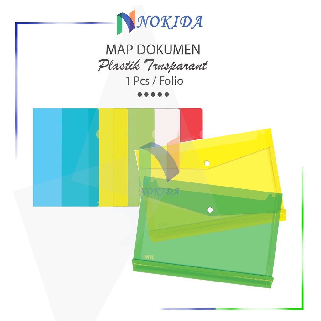Jual Nokida Map Plastik [Folio/A4/F4] / Map Dokumen Kancing Tali Polos ...