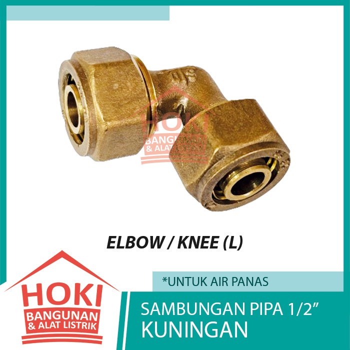 Jual SAMBUNGAN PIPA KUNINGAN 1/2" - Fitting PE Air Panas Water Heater - Sok T L Knee Elbow Drat ...