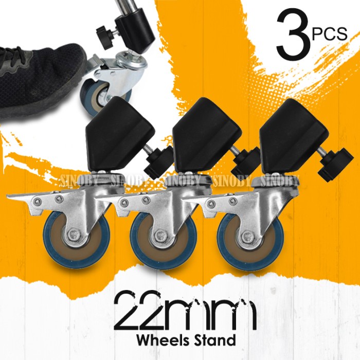 Jual Wheels 22mm isi 3Pcs Roda Fotografi For Tripod/ Light Stand/ C ...
