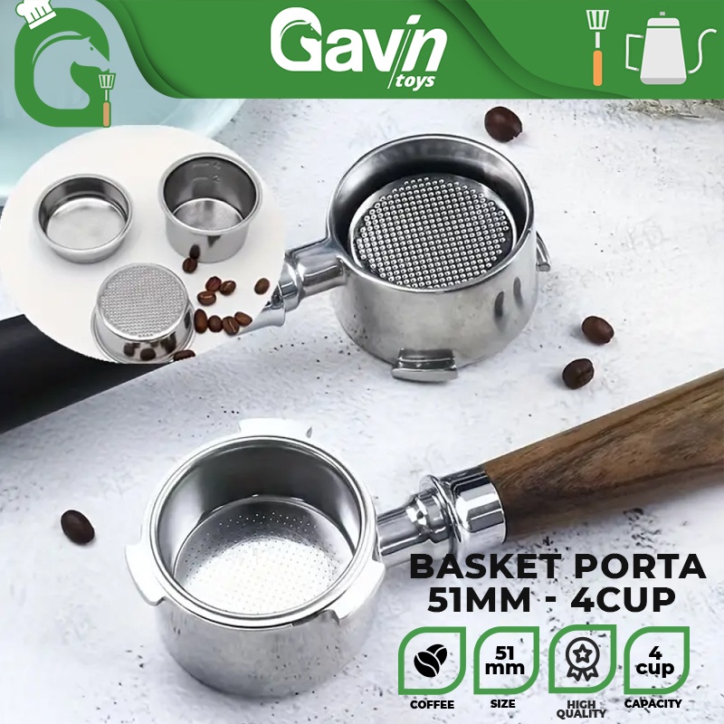 Jual Basket Portafilter Unpressurized 51mm 260gr 4Cup Single Wall 51 mm ...