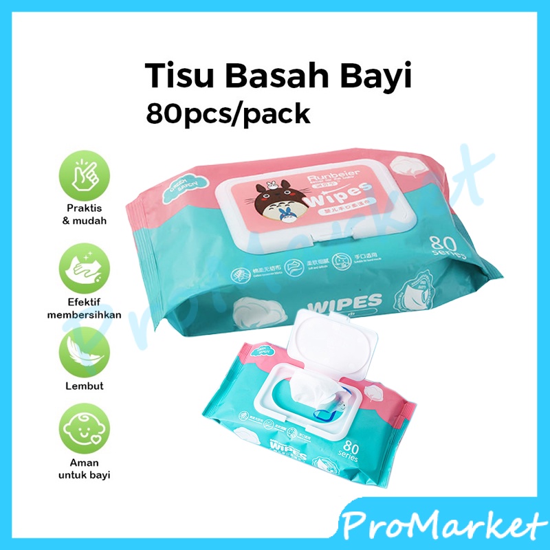 Jual Baby Wet Wipes / Tisu Basah Bayi isi 80s Non Alkohol Aman Untuk ...