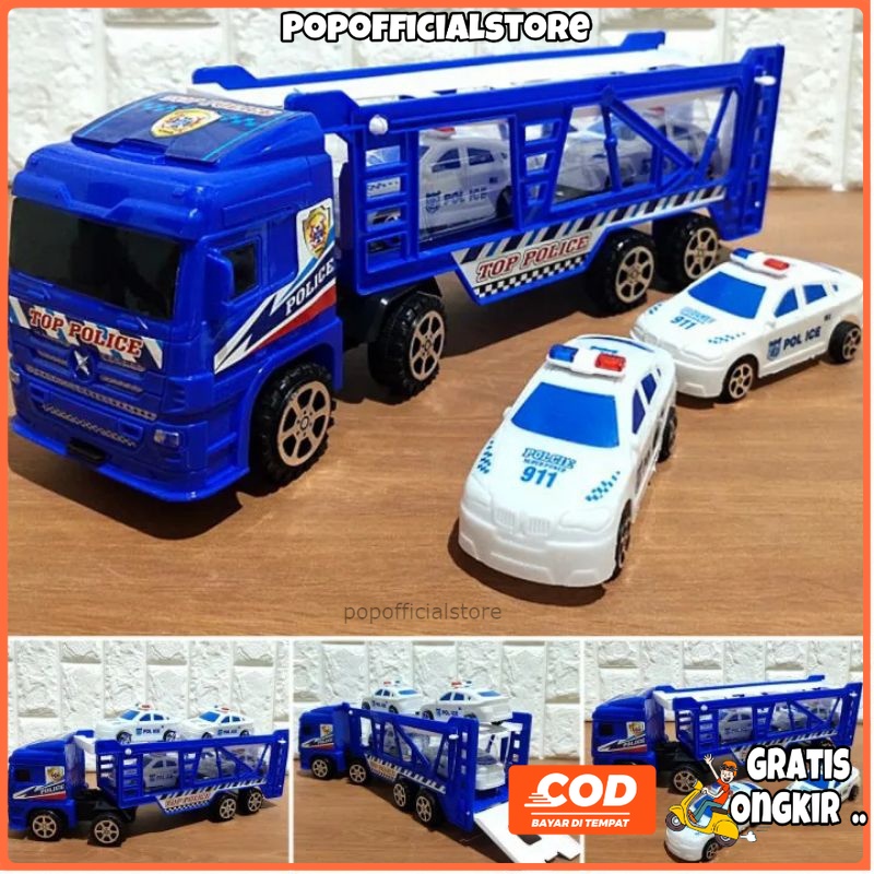 Jual Mainan truk angkut mobil atau mainan mobil polisi atau mainan truk ...