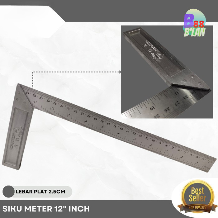 Jual MURAH SIKU TUKANG PENGGARIS BESI SUDUT 30 CM 12 INCH ALAT UKUR ...