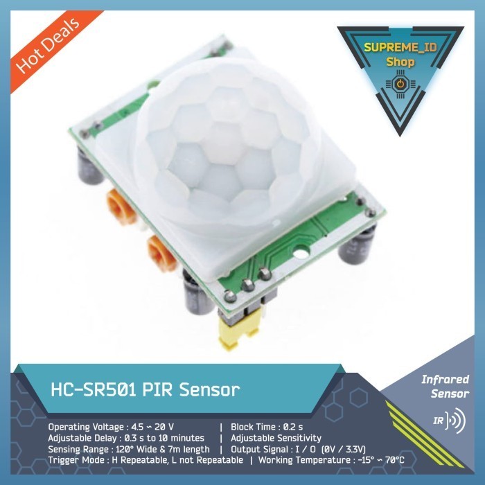 Jual HC-SR501 Human Sensing PIR Detection Sensor | IoT Arduino Raspberry pi | Shopee Indonesia