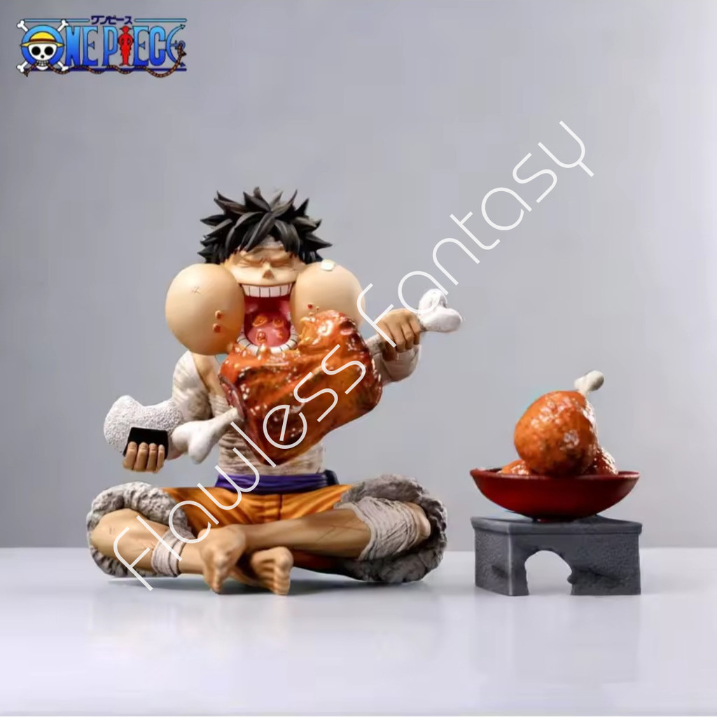 Jual One Piece Monkey D Luffy Eat Meat Rice Ball Dinner Sitting Cute ...