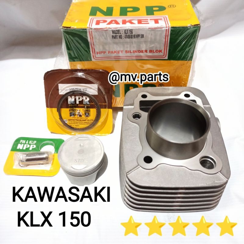 Jual Paket Blok Seher cylinder Piston Kawasaki KLX 150 L S Pnp boring D tracker(beda warna aja ...