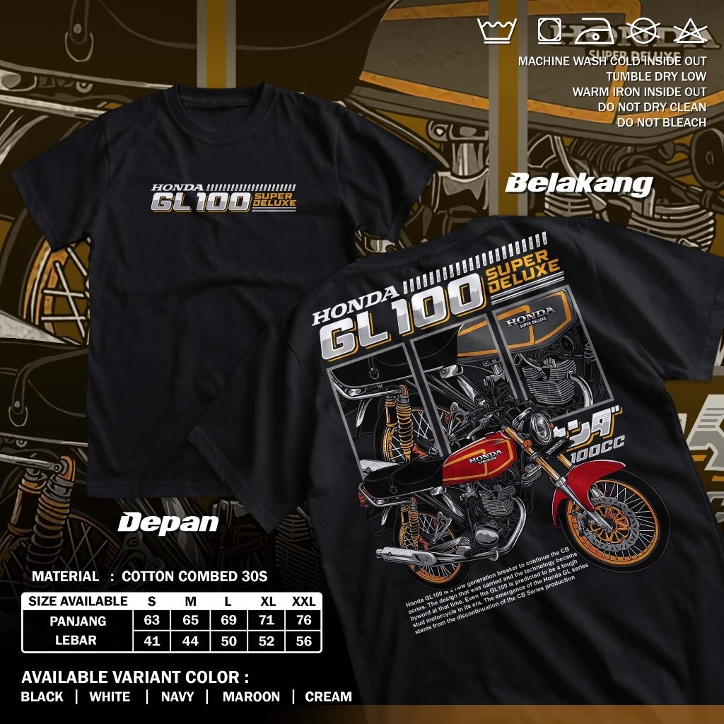 Jual Kaos Racing Honda GL 100 Super Deluxe Baju Disto Motor Herex Honda Gank Tshirt Otomotif ...