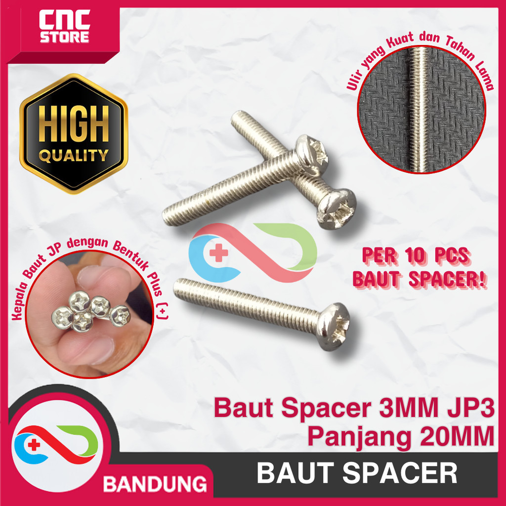 Jual 10 PCS BAUT 3MM SPACER JP3 PANJANG 20MM ALUMINIUM | Shopee Indonesia