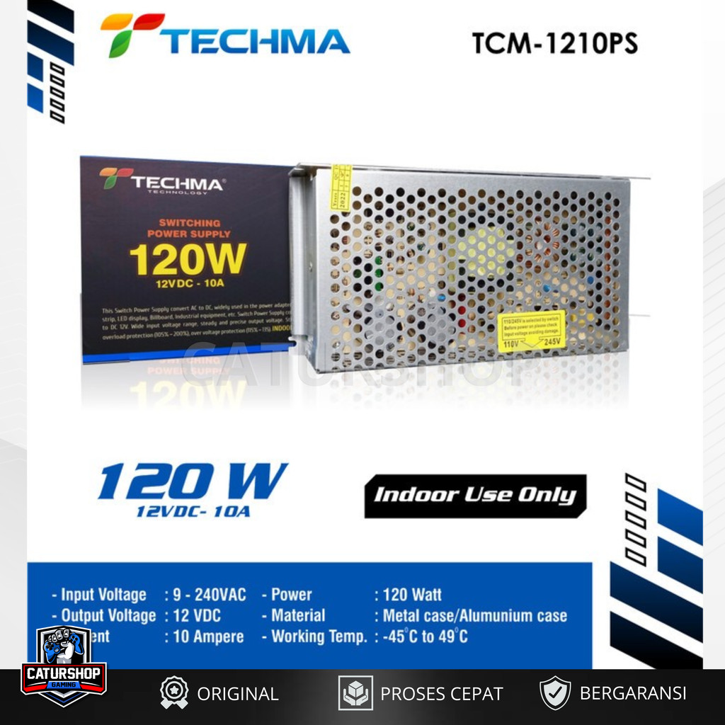 Jual TECHMA TCM -1210 PS 12V 10A Power Supply CCTV 12 Volt 10A Jaring ...