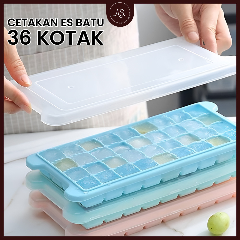 Jual AS Cetakan Es Batu + Penutup 36 Kotak Ice Cube Tray | Shopee Indonesia