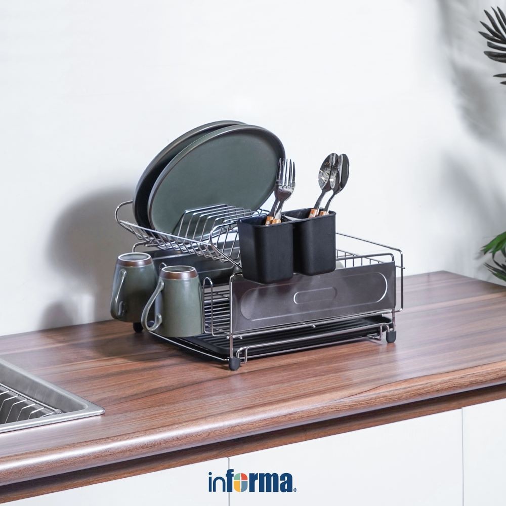 Jual Informa Savion Rak Piring 2 Tingkat - Hitam Dish Rack Tempat ...