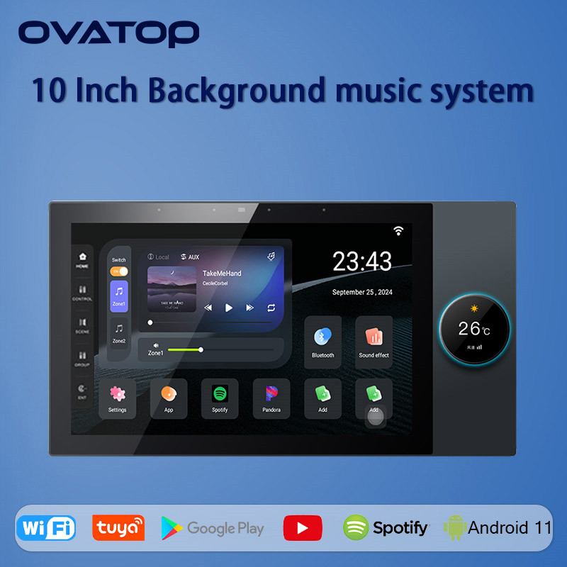 Jual 10 Inch smart Home 2 zone audio in wall Amplifier Android 11 WiFi ...