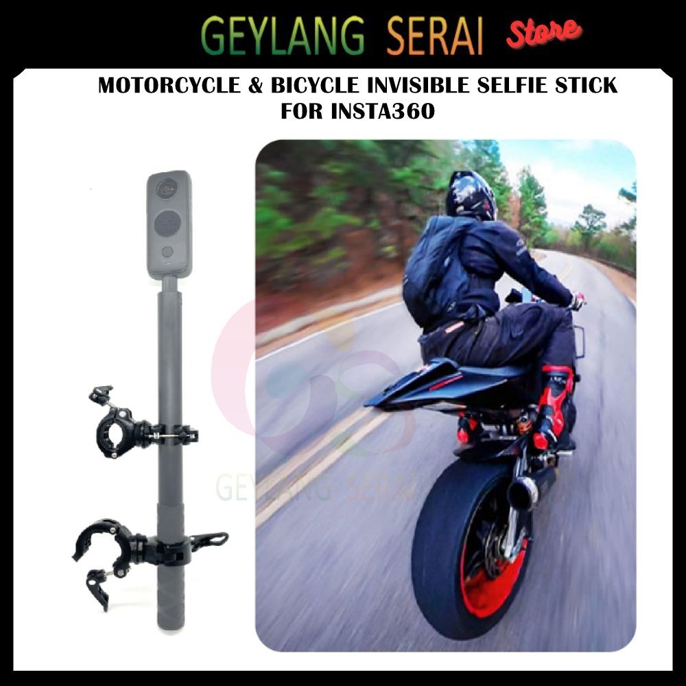 Jual Motorcycle Invisible Selfie Stick Bicycle Monopod Handlebar Bracket for Insta360 One X4 X3 ...