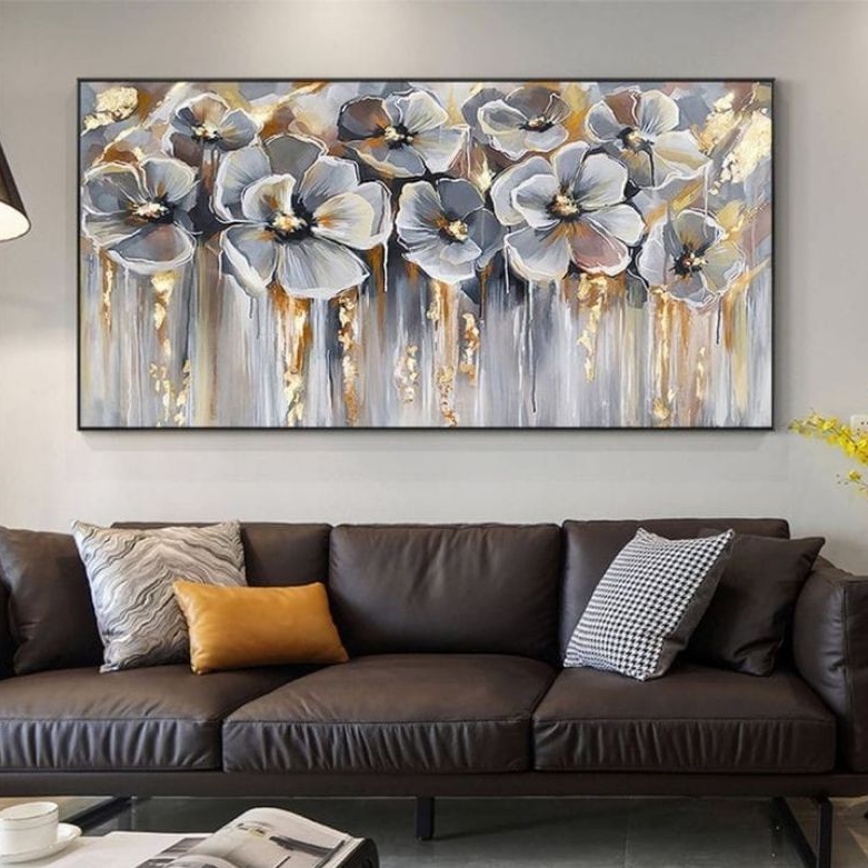 Jual hiasan dinding ruang tamu Lukisan bunga 60x120 cm plus Frame ...