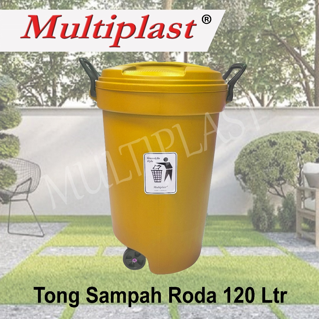 Jual (LUAR KOTA) Tempat Sampah Roda 120L + Tutup / Tong Sampah Roda 120L | Shopee Indonesia