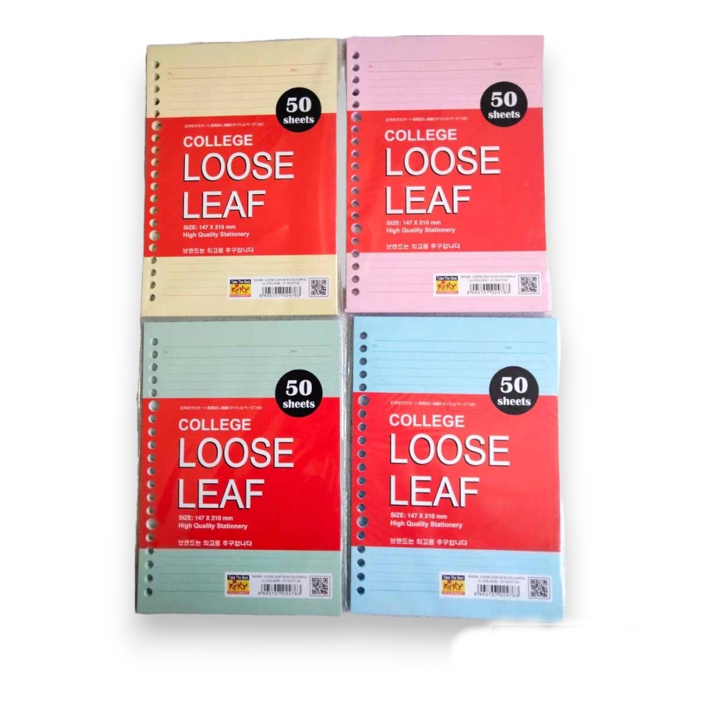 Jual Loose Leaf Warna KIKY A5 50 Colourful isi Kertas Binder Ketas File ...