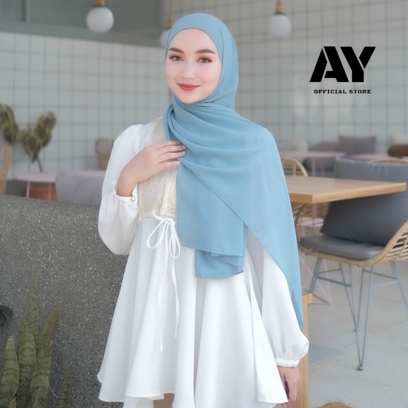 Jual jilbab pashmina ceruty babydoll premium size 180x75 jahit tepi/kerudung pasmina ceruty baby ...