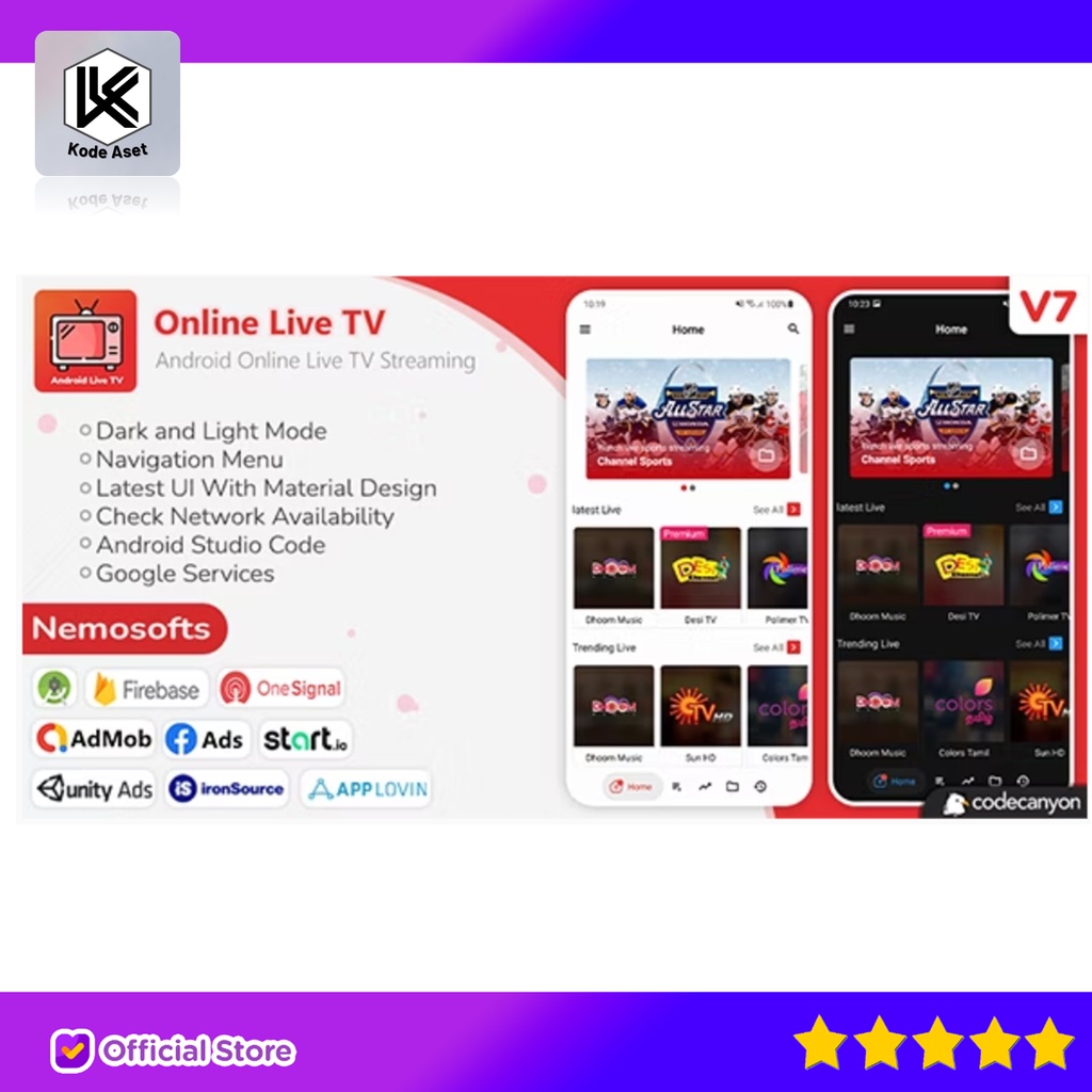 Jual SOURCE CODE APLIKASI ANDROID ONLINE LIVE TV STREAMING BY KODEASET ...