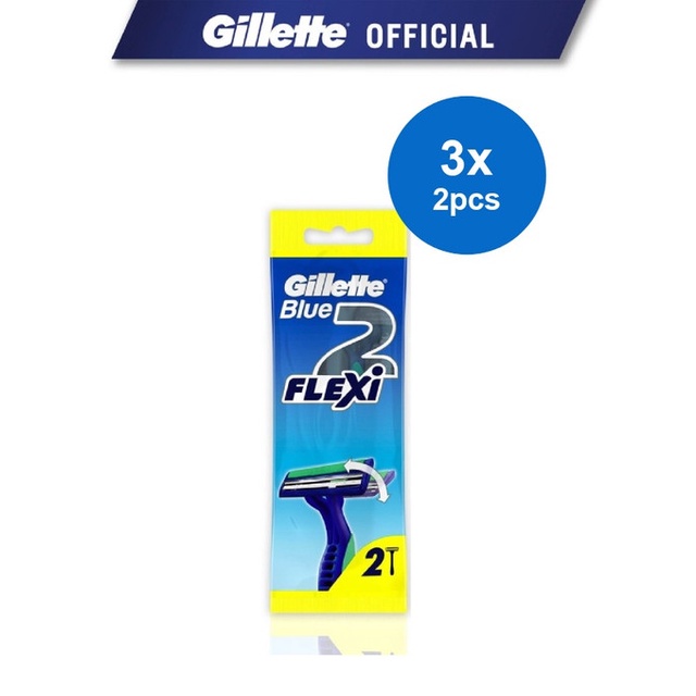 Jual Gillette Alat Cukur Blue 2 Flexi Razor Pisau Cukur Isi 2 (3 pack ...