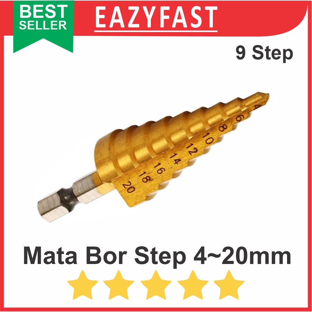 Jual Mata Bor Step Drill Bits Multi Sze 4-20mm HSS Pagoda Kerucut Cone ...