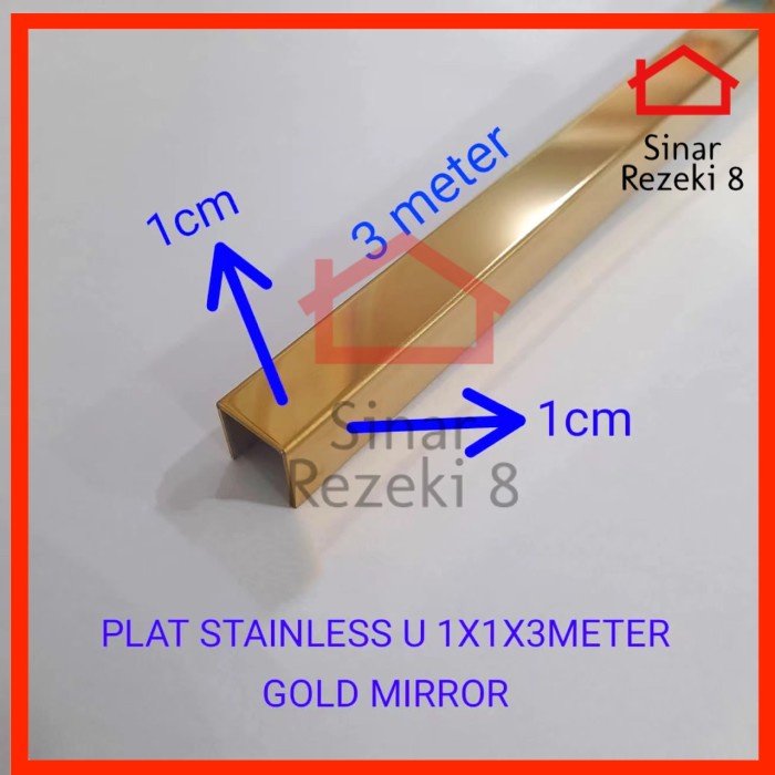 Jual Plat Stainless List U GOLD MIRROR 10 x 10 3 METER / Lis Edging ...