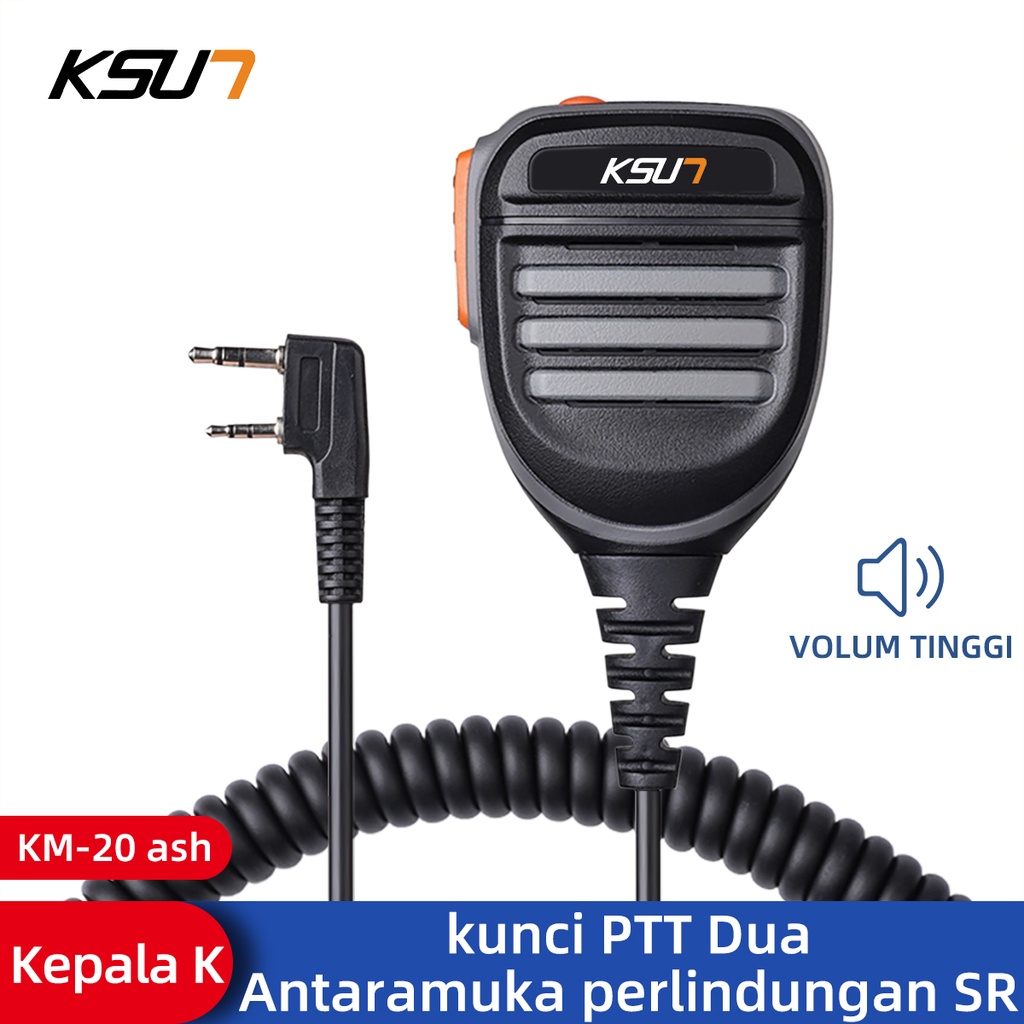 Jual KSUN KM20 Microphone PTT For Walkie Talkie / Speaker Microphone ...