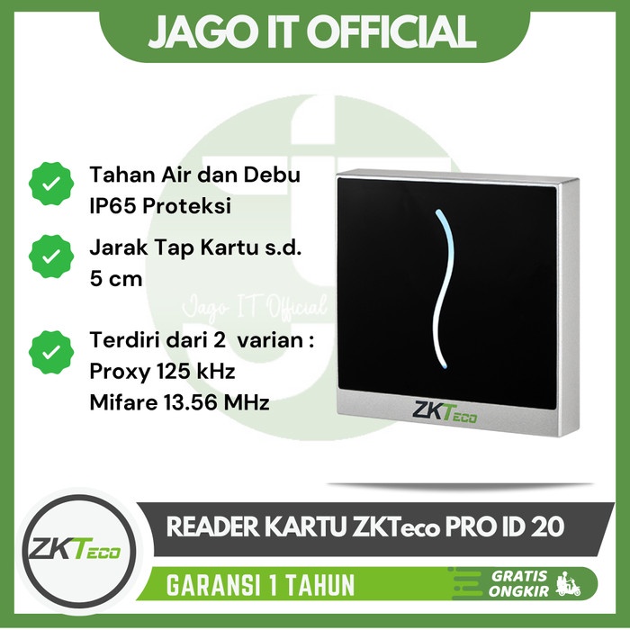Jual Reader Pembaca Kartu RFID mesin Akses Kontrol ZKTECO PROID 20 ...