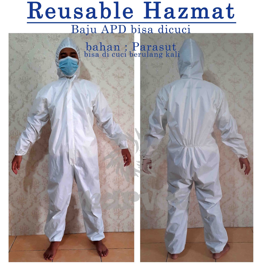 Jual Baju APD / Hazmat Suit Coverall Parasut Waterproof Reusable / bisa ...