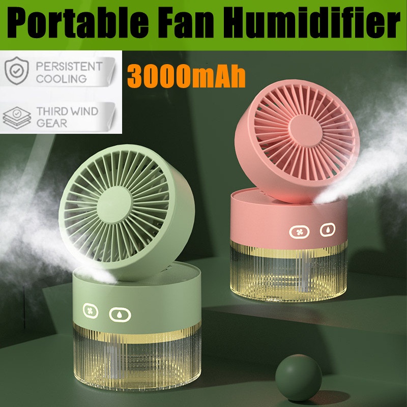 Jual 3 IN 1 Portable 3000mAh USB Fan Humidifier Mini Pendingin AC ...