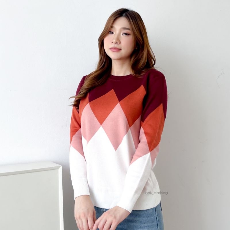 Jual ilookclothing ROULINE KNIT TOPS atasan sweater rajut katun tangan panjang halus adem hijab ...