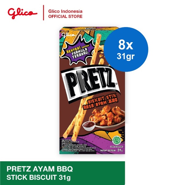 Jual Glico Pretz Ayam BBQ Stick Biscuit 31g x 8 | Shopee Indonesia