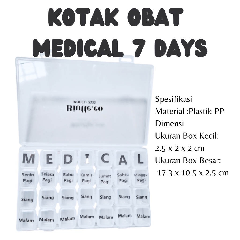 Jual (NARA MEOW) SANJI KOTAK OBAT 7 HARI 28 KOTAK TEMPAT OBAT MEDICAL ...