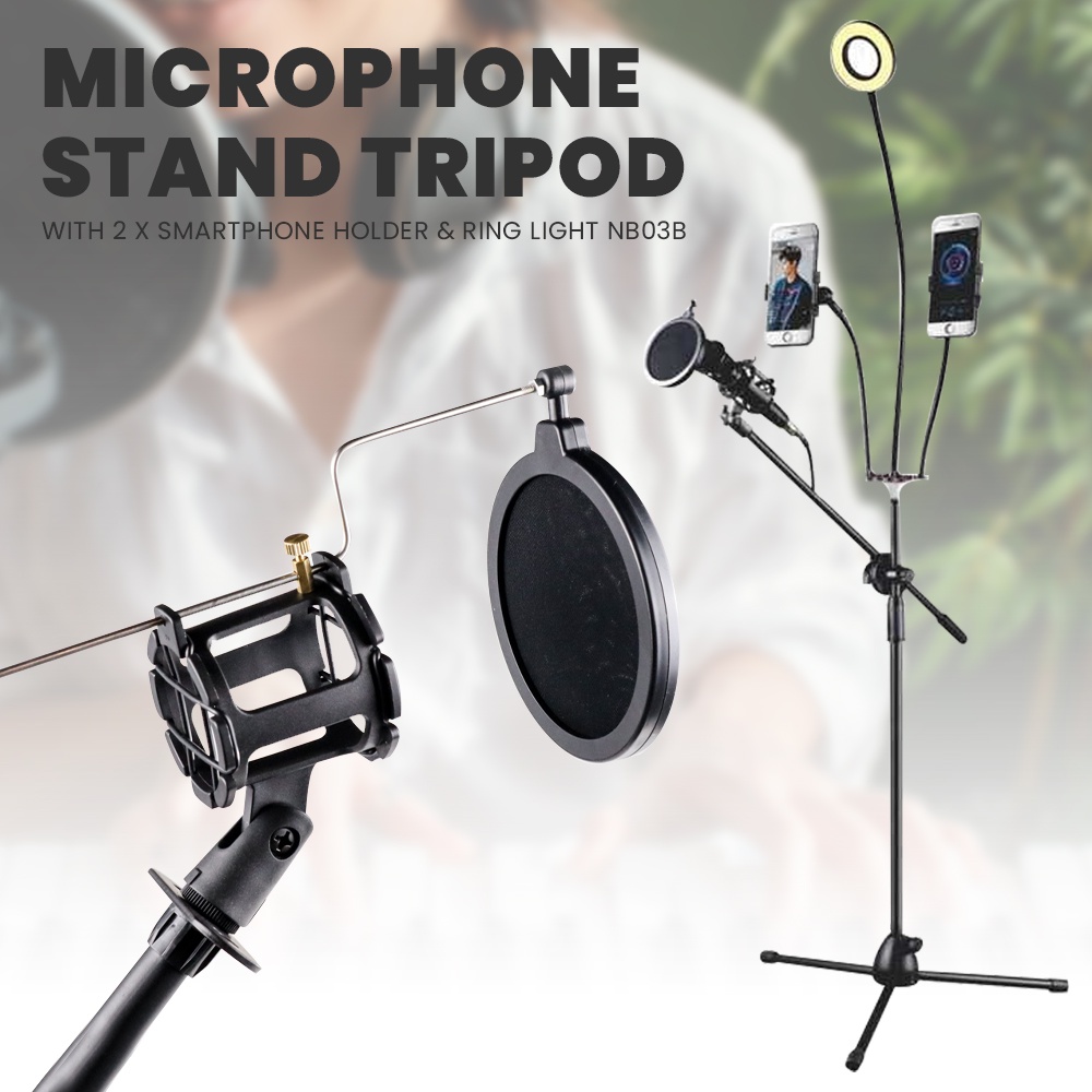 Jual Stand Microphone Condenser Degree 360 Stand Mic Panggung Berdiri Microphone Dengan Holder ...
