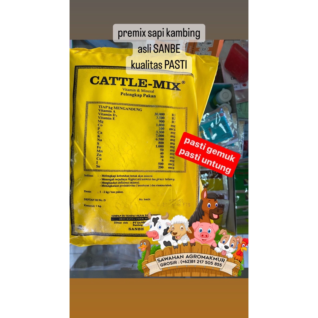 Jual penggemuk sapi cattle mix mineral premix super kambing kuda domba babi pedet cempe ...