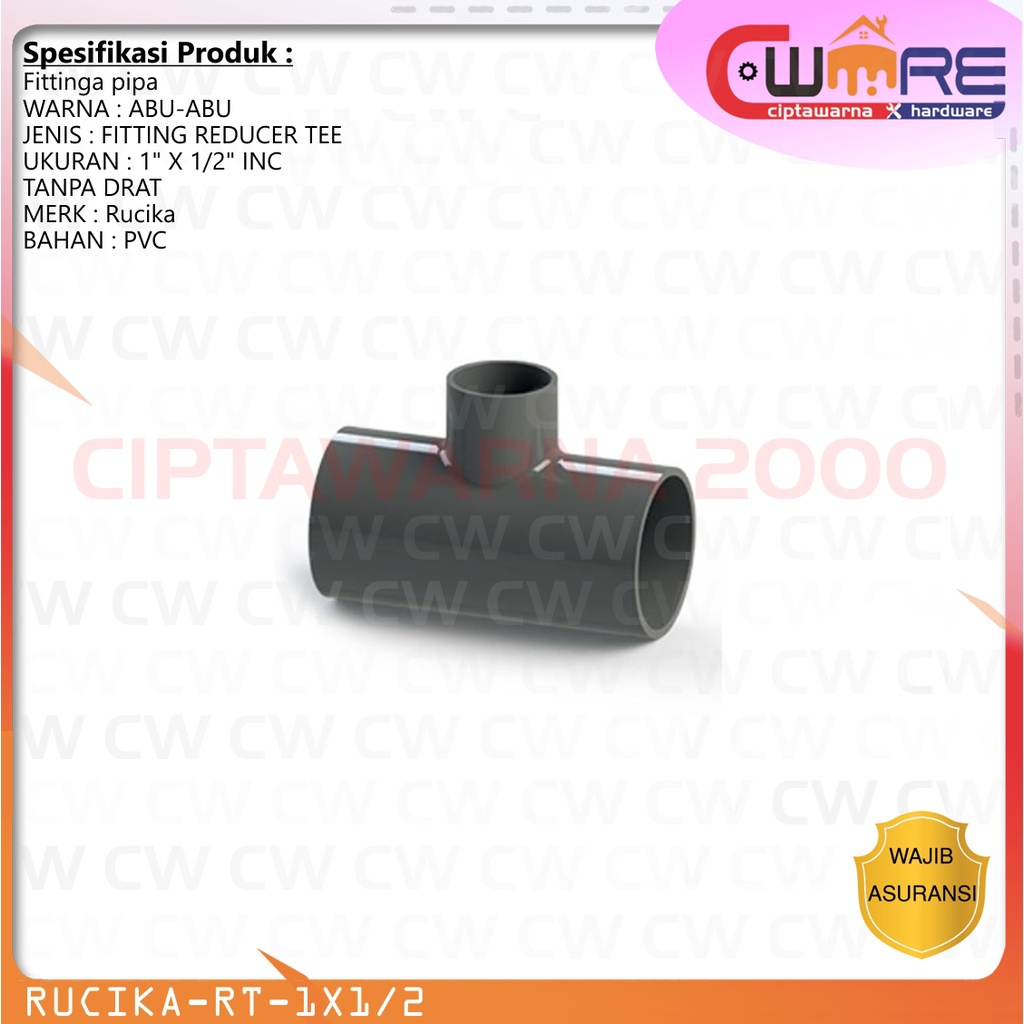 Jual Rucika Fitting Pipa Air Aw Reducer Tee T 1" X 1/2" Inch Rumah - Cw ...
