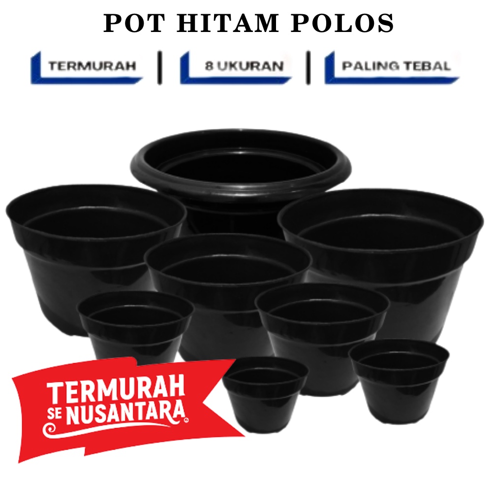 Jual PROMO Pot Bunga BASIC Hitam 20 cm 15 cm 17 cm Termurah se ...
