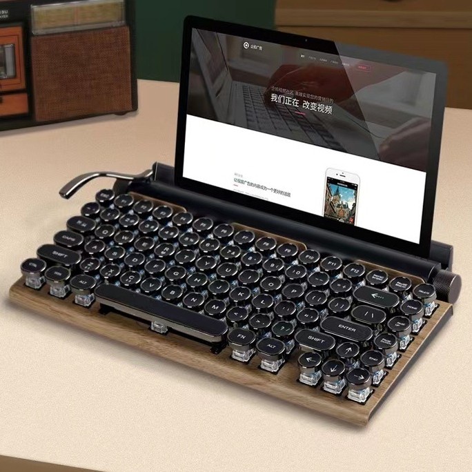 Jual Vintage Wood Retro Mechanical Keyboard / Wireless Bluetooth ...