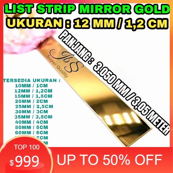 Jual DEKORASI DINDING/ STIKER DINDING/ LIST PLAT STRIP MIRROR GOLD ...