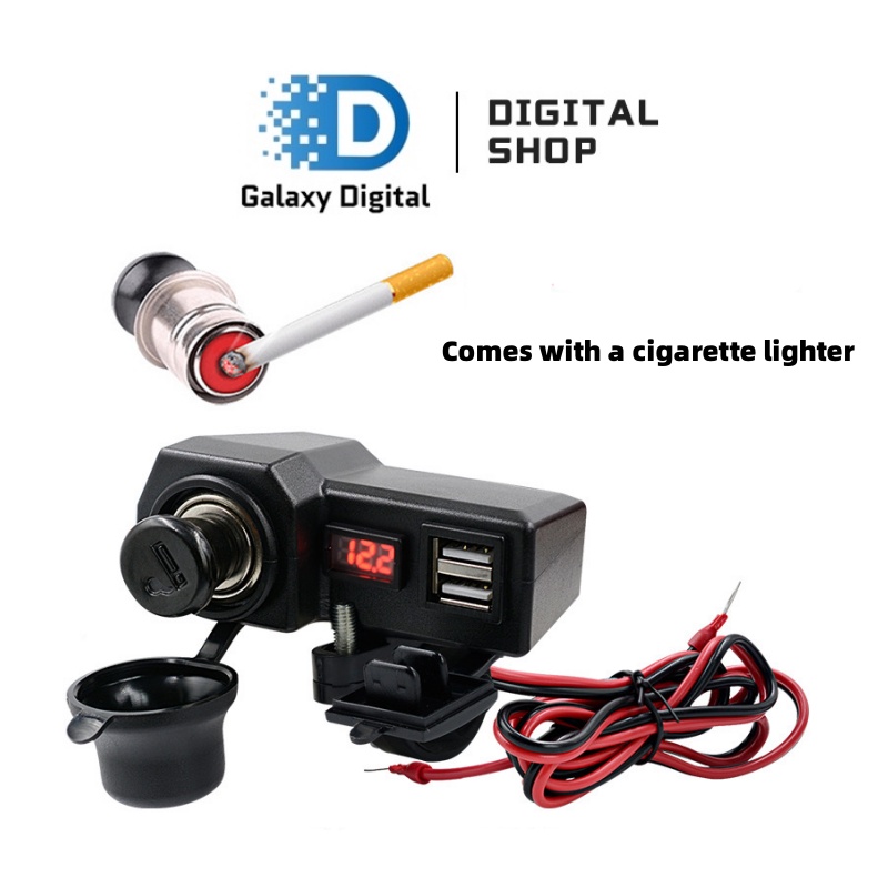 Jual Waterproof Motorbike 12V to 5V Dual USB Ports with cigarette ...