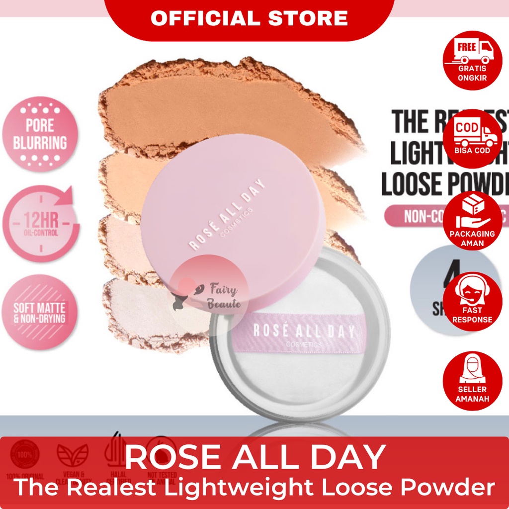 Jual Rosé All Day The Realest Lightweight Loose Powder BPOM Bedak ...