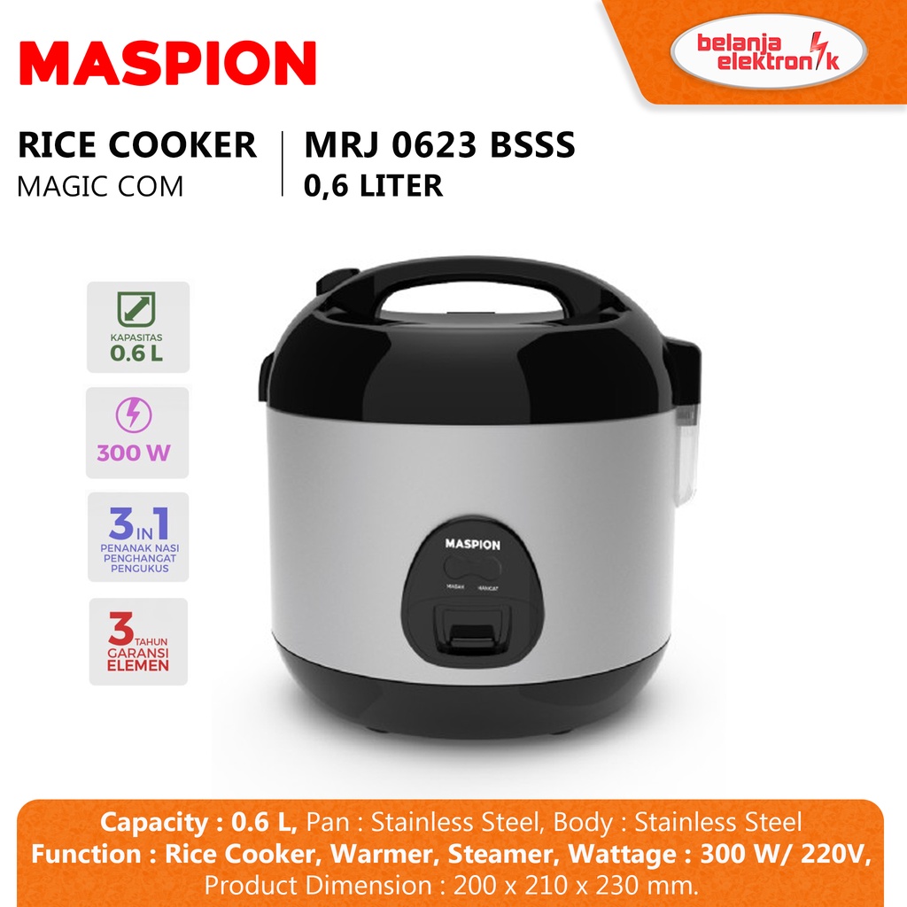 Jual MASPION Rice Cooker Magic Com 0.6 Liter MRJ 0623 BSSS Stainless ...