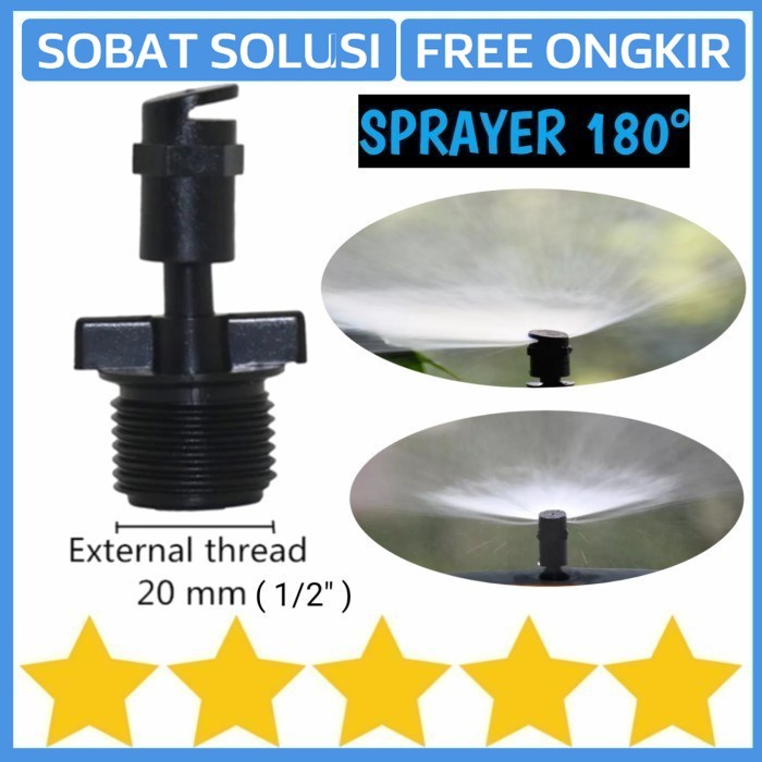 Jual MICRO SPRAYER 180 DEGREE + ADAPTER 1/2 INCH DRAT LUAR NOZZLE PIPA ...