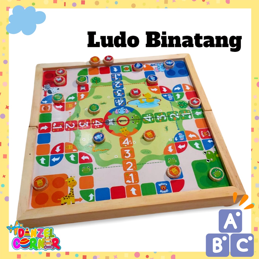 Jual Mainan Anak Keluarga Board Game Wooden Animal Ludo Chess Kayu ...
