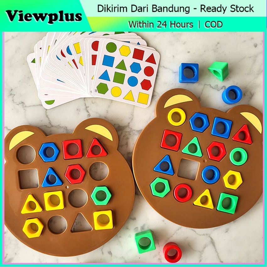 Jual Puzzle Geometric Board Matching Shape Papan Montessori Toys ...