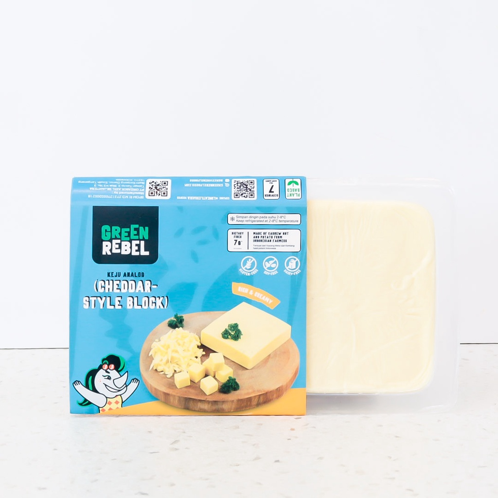 Jual Cheddar Cheese Block Cheese Analog Vegan Chiller - GREEN REBEL ...