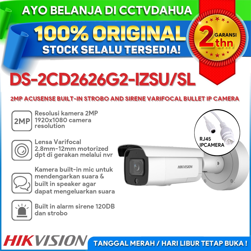Jual HIKVISION DS-2CD2626G2-IZSU/SL 2MP ACUSENSE VARIFOCAL BULLET IP CAMERA | Shopee Indonesia