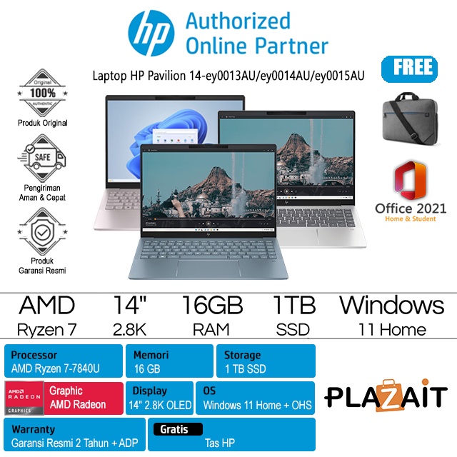 Jual HP Laptop Pavilion Plus 14-ey0013AU ey0014AU ey0015AU /AMD Ryzen 7 ...
