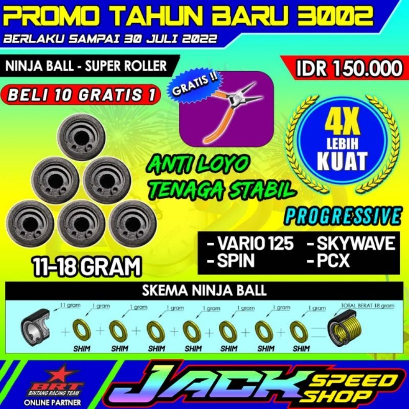 Jual ROLLER NINJA BALL BRT VARIO 125 150 160 PCX ADV BEAT NEW DELUXE GENIO SCOOPY ESP SKYWAVE ...